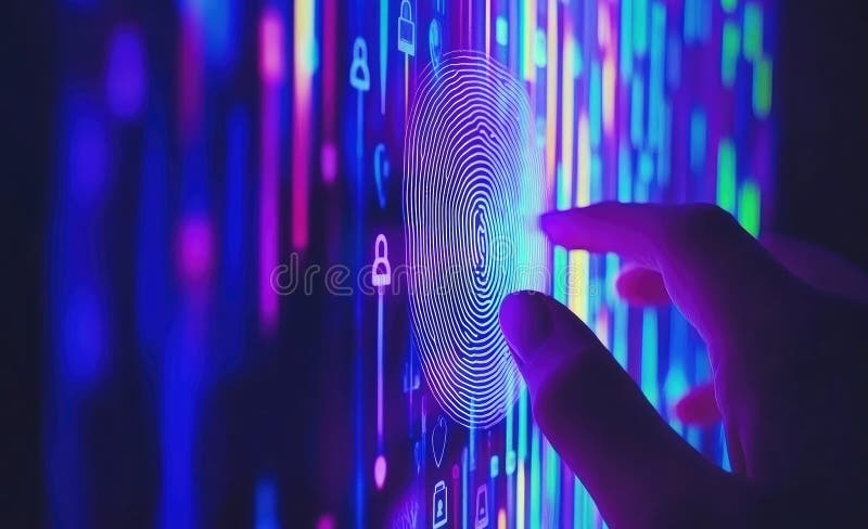 AI Fingerprint Biometrics stock illustration. Illustration of future ...