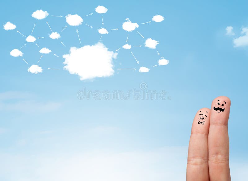 Finger Smiley with Cloud Network System Stock Image - Image of connect ...