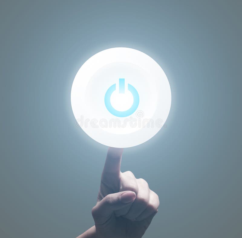 Finger Switching on Power Button on Grey Stock Illustration ...