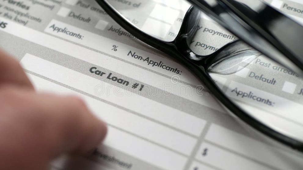 Finger Tapping on Car Loan Form Stock Illustration - Illustration of ...
