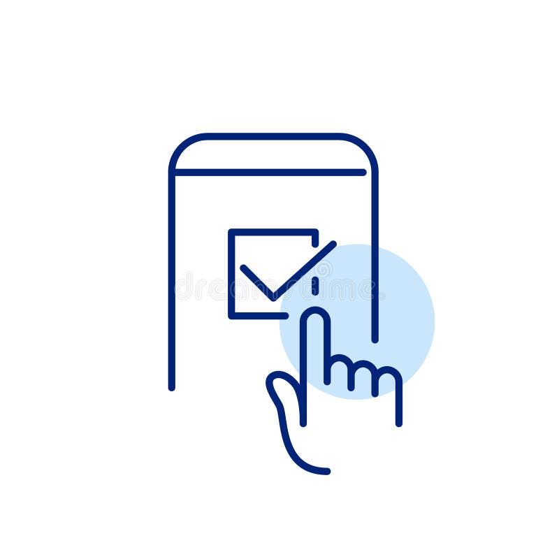 Finger Tapping on Check Mark. Signing Agreement or Choosing from ...