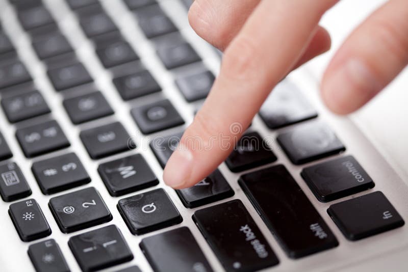Finger Tapping the Keyboard Stock Image - Image of shot, computer ...