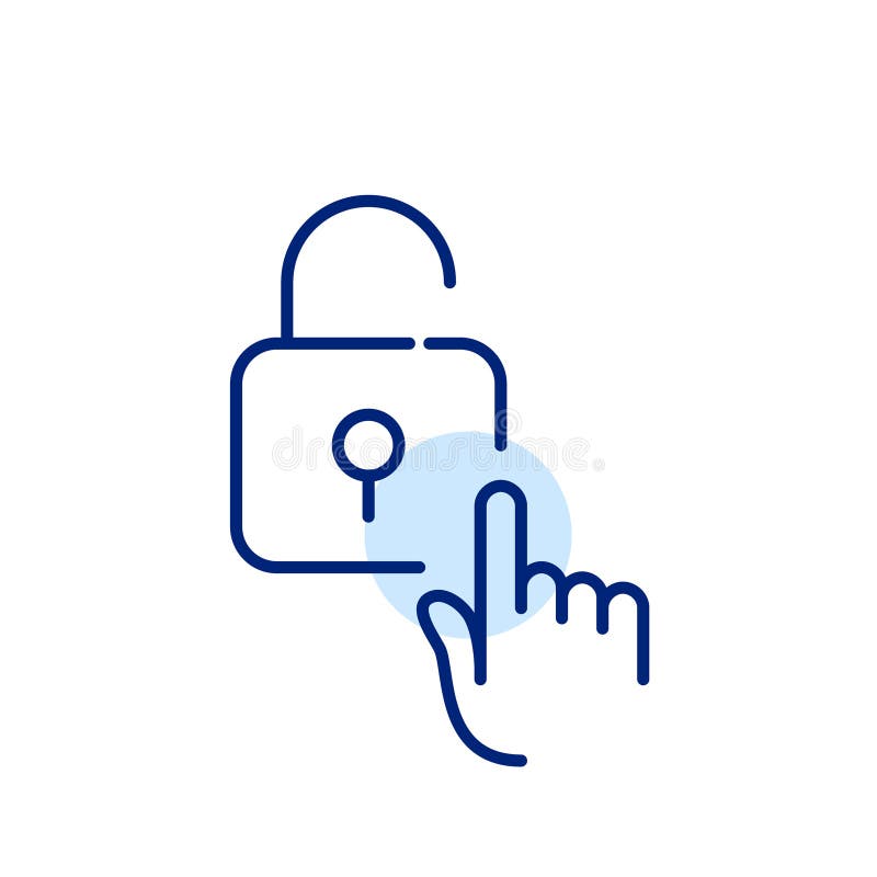 Finger Tapping on Lock. Fingerprint Access Stock Vector - Illustration ...