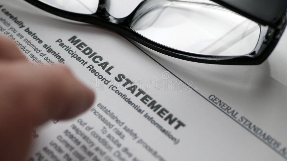 Finger Tapping on Medical Statement Form Stock Illustration - Illustration of health, medicaid ...