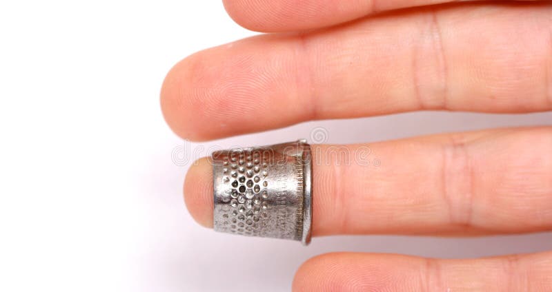 Finger with a thimble stock image. Image of pointing - 36683135
