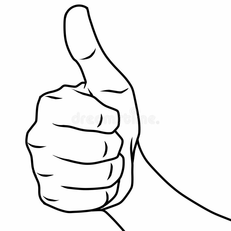 Finger Thump Up Line Art Illustration on White Background Stock ...