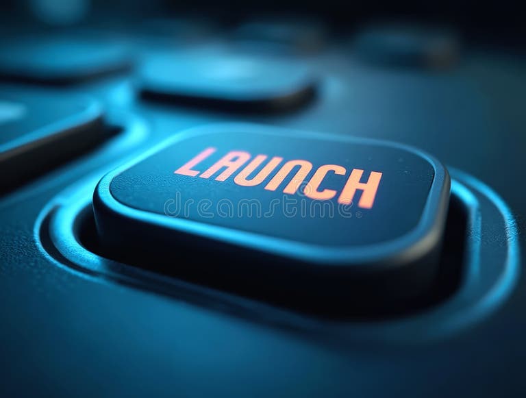 Finger about To Press Launch Button Starting New Project Stock ...