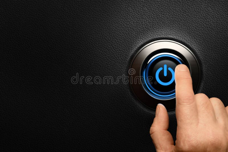 Finger about To Press a Power Button on Car Dashboard Stock Photo ...