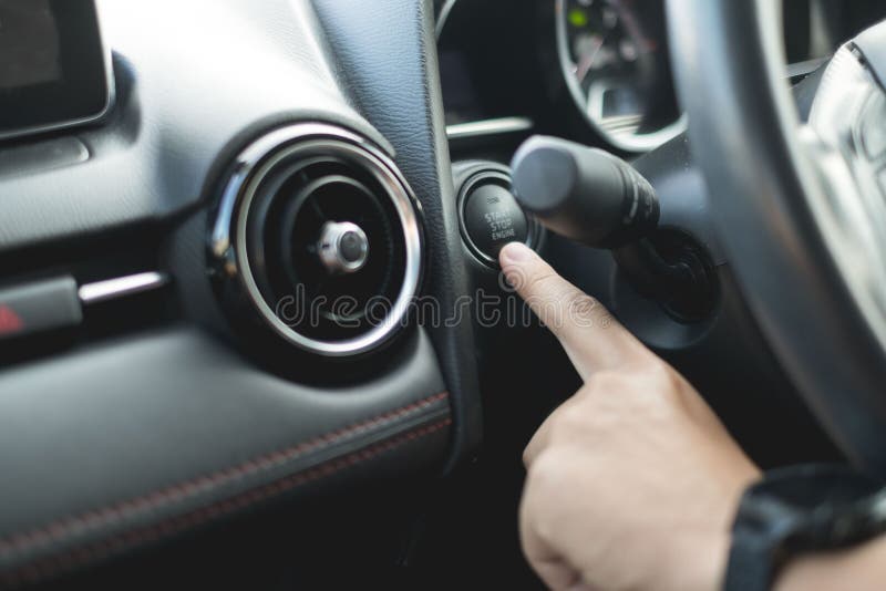 Finger about To Touching and Press Button Function Start and Stop ...