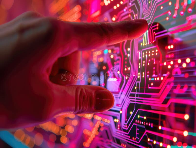 Finger Touch Electronic Screens and Circuits Stock Illustration ...