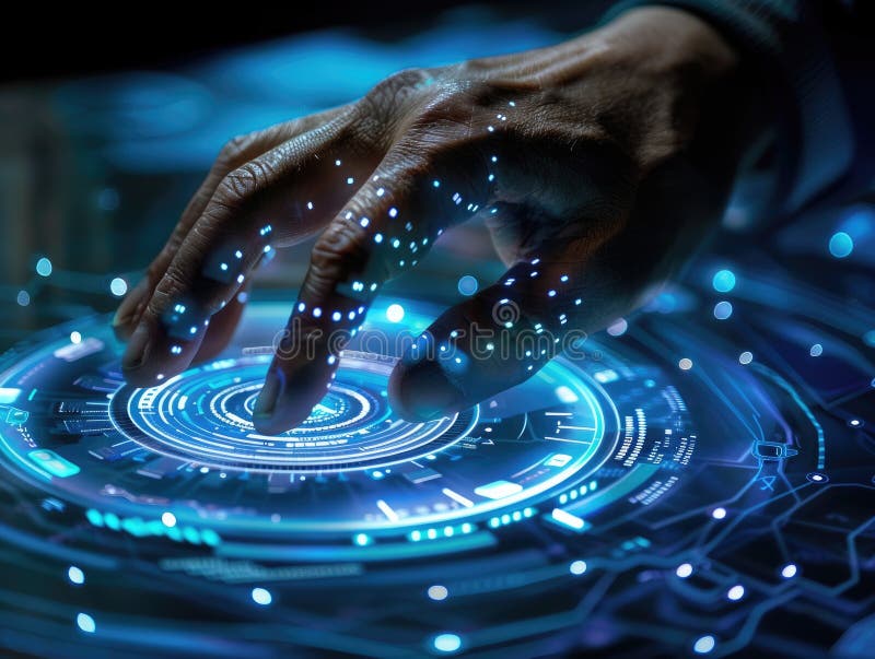 Finger Touch Electronic Screens and Circuits Stock Illustration ...