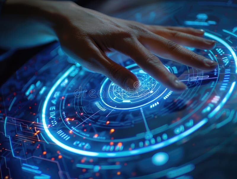 Finger Touch Electronic Screens and Circuits Stock Illustration ...