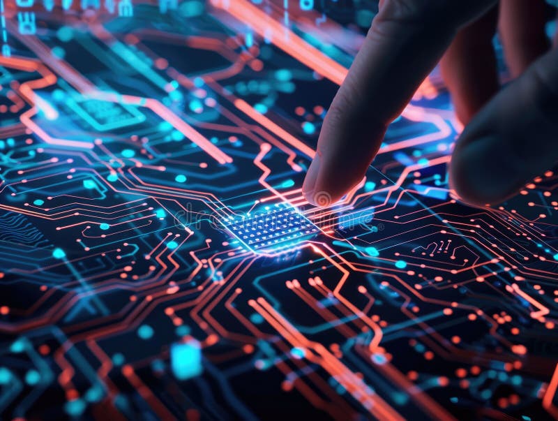 Finger Touch Electronic Screens and Circuits Stock Illustration ...