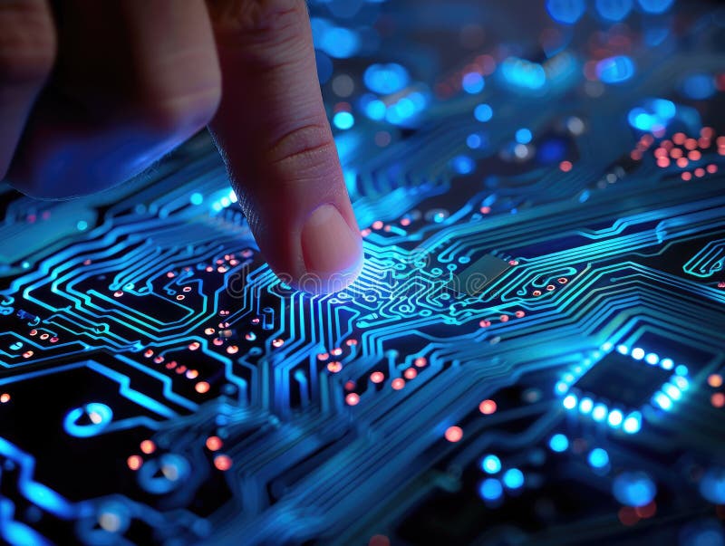 Finger Touch Electronic Screens and Circuits Stock Illustration ...