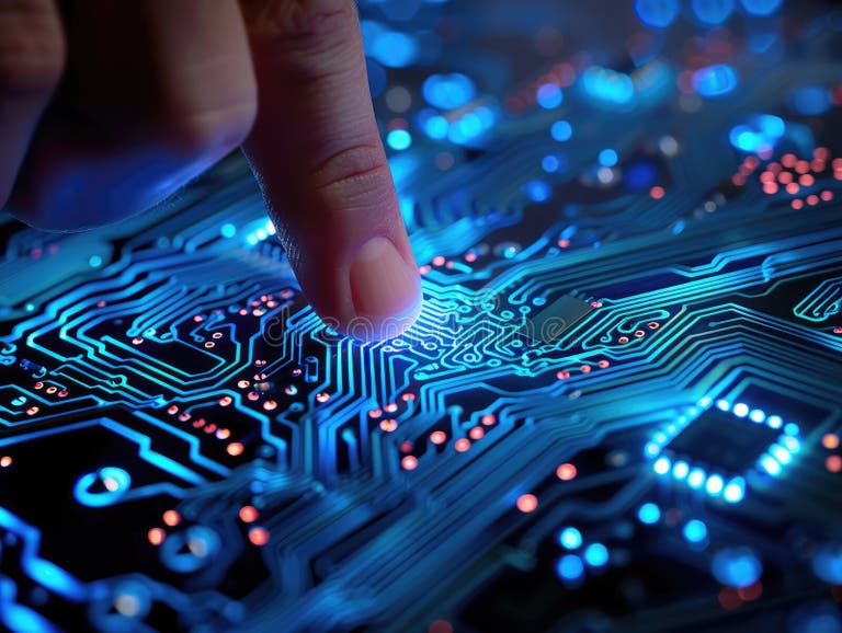 Finger Touch Electronic Screens and Circuits Stock Illustration ...