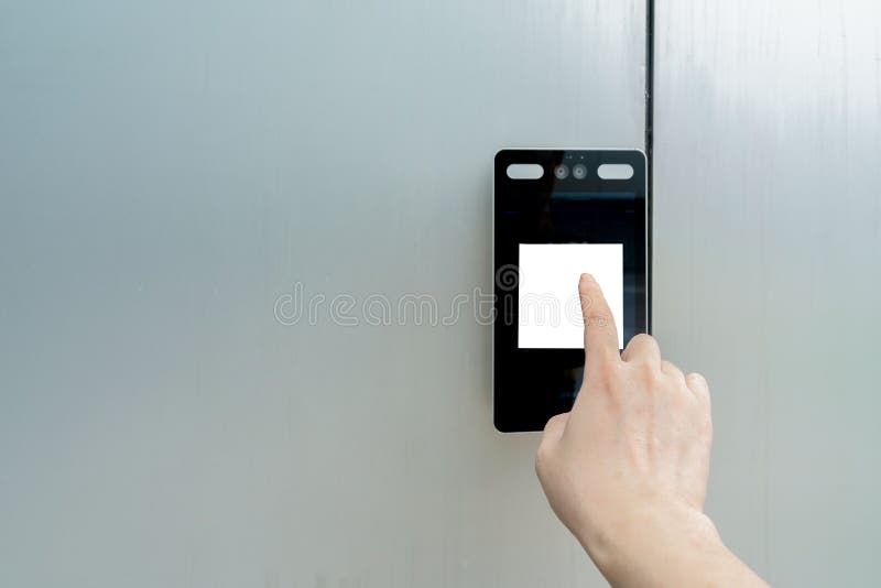 Finger Touch Identification Device on the Door with Empty Futuristic ...
