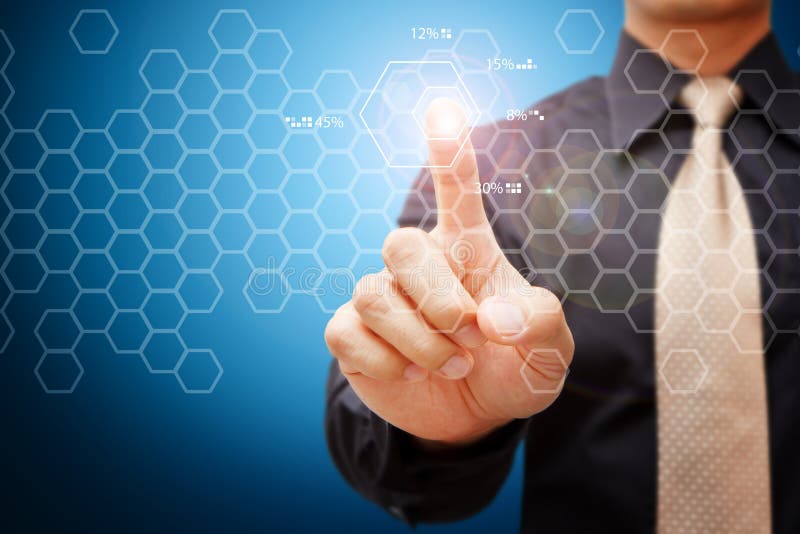 Finger Touch the Polygon Net Stock Image - Image of space, abstract ...