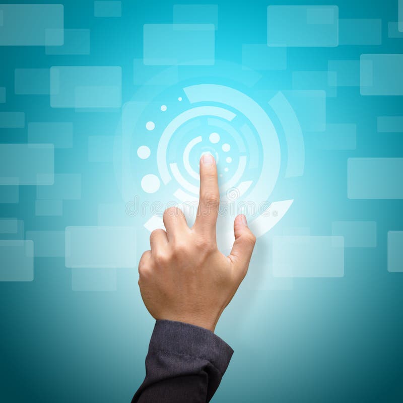 Finger Touch the Power Button Stock Image - Image of communication ...