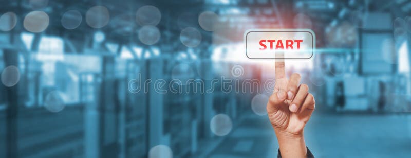 Finger Touch Press Start Button. Hand Click Online Digital Stock Image ...