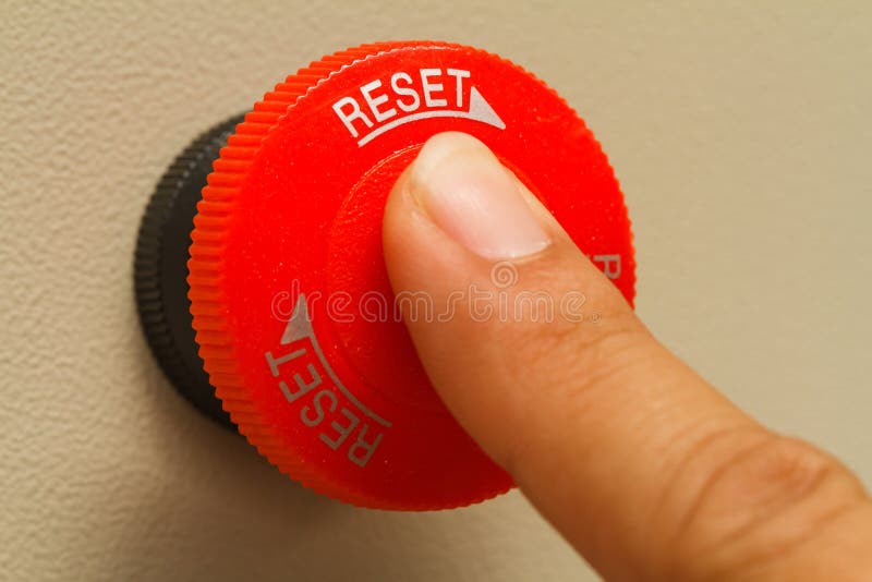 Finger Touch on Red Emergency Stop Switch Stock Image - Image of stop ...