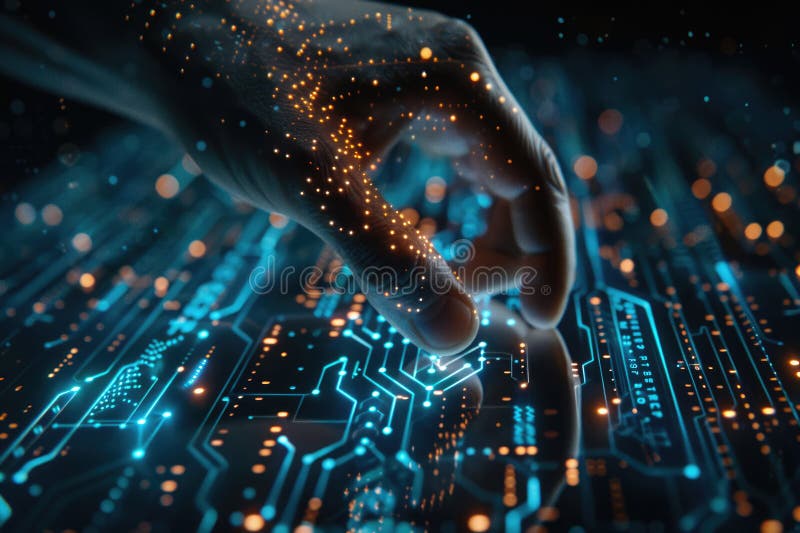 Finger Touch Screen, Artificial Intelligence Stock Illustration ...