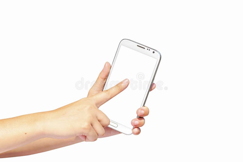 Hand Hold Phone with Back Hand Isolated Stock Photo - Image of ...