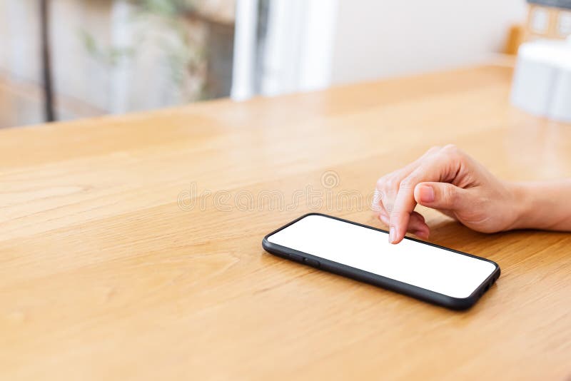 Finger Touch Surface Mobile Phone on the Table Stock Image - Image of ...