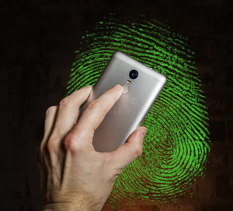 Finger Touches the Fingerprint Scanner on the Smartphone Stock Photo ...