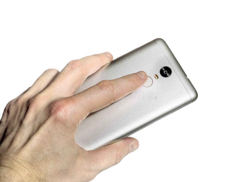 Finger Touches the Fingerprint Scanner in the Smartphone Stock Photo ...
