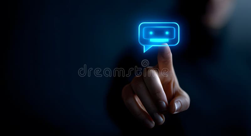Finger Touches Glowing Chatbot Icon Digital Interaction Ai Technology ...