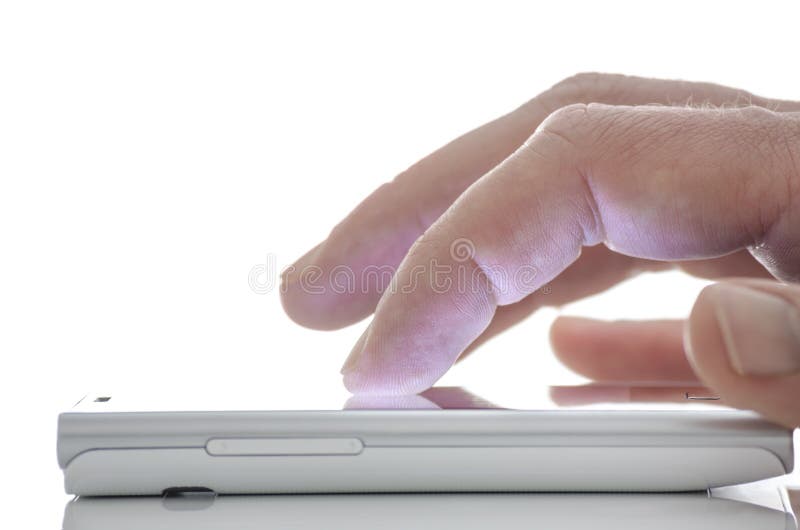 Finger Touchhing Touch Screen Stock Image - Image of phone, closeup ...