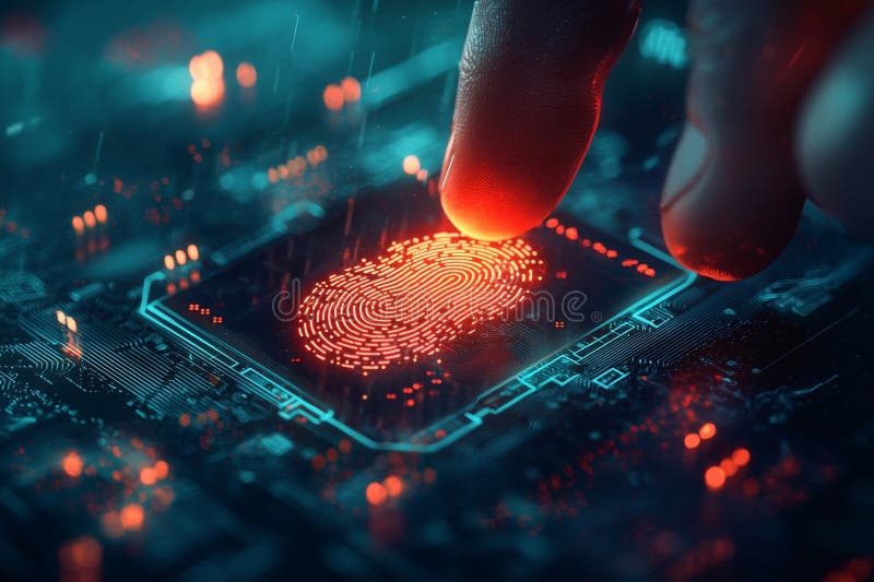 Finger Touching Biometric Fingerprint Scanner, Demonstrating Advanced ...