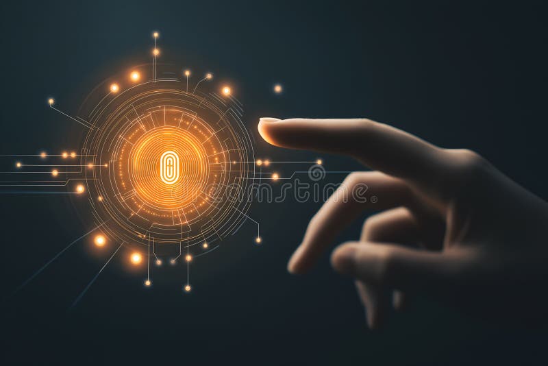 A Finger Touching a Biometric Fingerprint Scanner, Showcasing Advanced ...