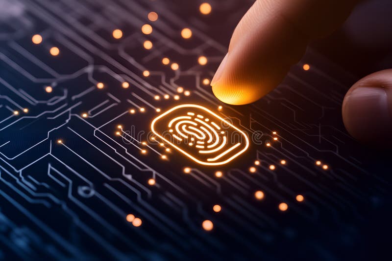 A Finger Touching a Biometric Fingerprint Scanner, Showcasing Advanced ...