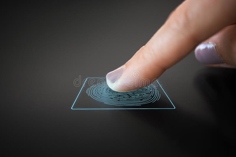 Finger Touching Black Interactive Panel Stock Image - Image of ...