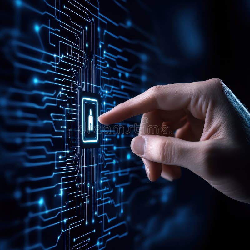Finger Touching a Circuit Board Depicting Engagement with Technology ...