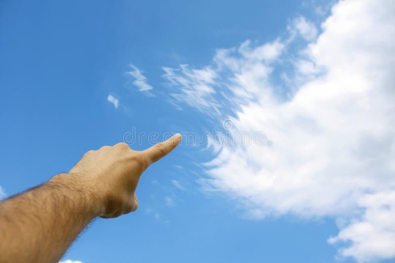 Finger touching clouds stock image. Image of single, nature - 9214391