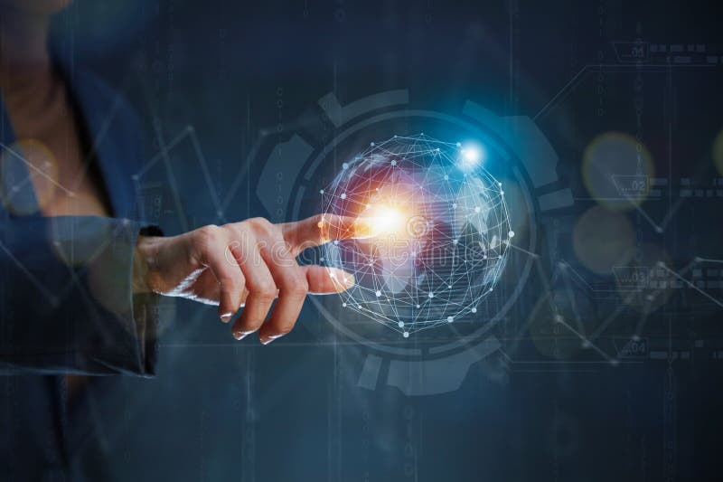 Finger Touching Connected World. Internet Communication with People ...