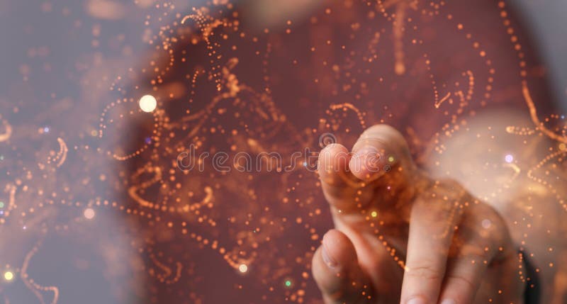 Finger Touching a 3D Illustration of Abstract Network Stock Photo ...