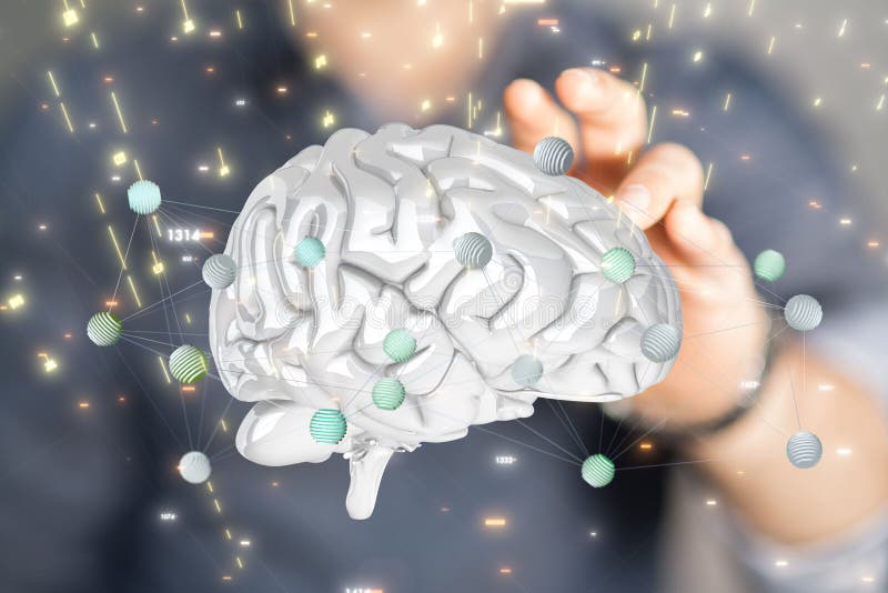 Finger Touching a 3d Rendering of a Brain Stock Photo - Image of ...