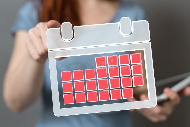 Finger Touching a 3d Rendering of a Calendar Stock Photo - Image of ...