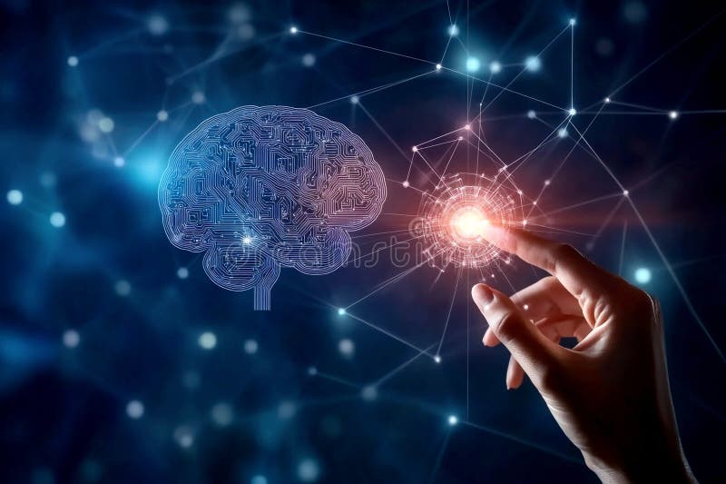 A Finger Touching a Digital Representation of a Brain, Symbolizing the ...