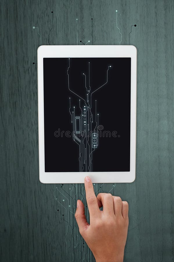 Finger Touching the Digital Tablet Pc Stock Image - Image of ...