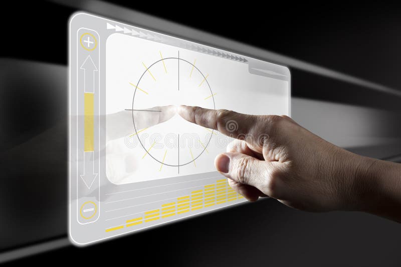 Finger Touching Digital Touch Screen Stock Photo - Image of message ...