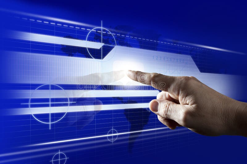 Finger Touching Digital Touch Screen Stock Image - Image of business ...