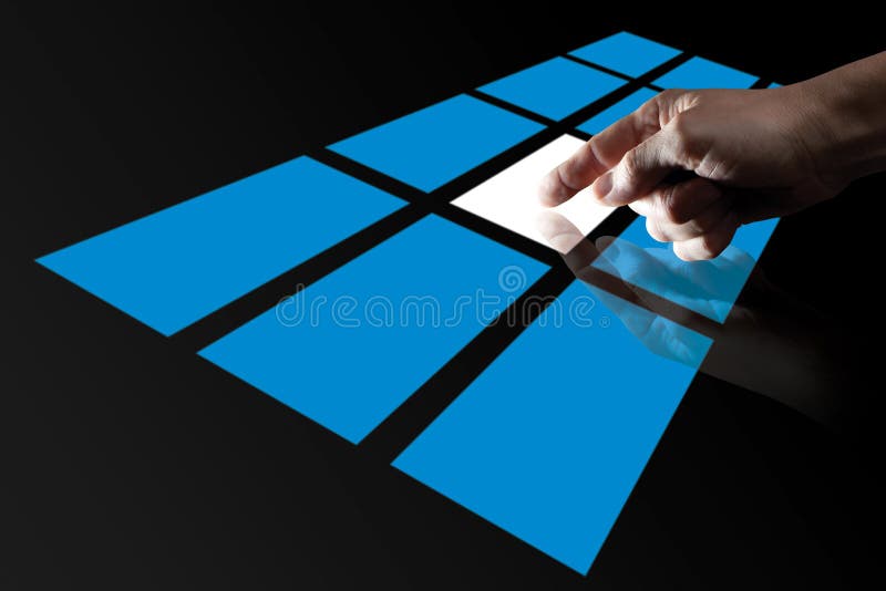 Finger Touching Digital Touch Screen Stock Image - Image of business ...