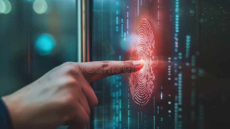 Finger Touching a Fingerprint Screen Created with Generative AI ...