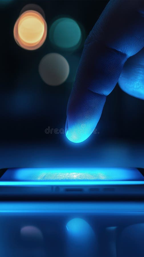 Finger Touching a Fingerprint Sensor on a Smartphone Device for ...