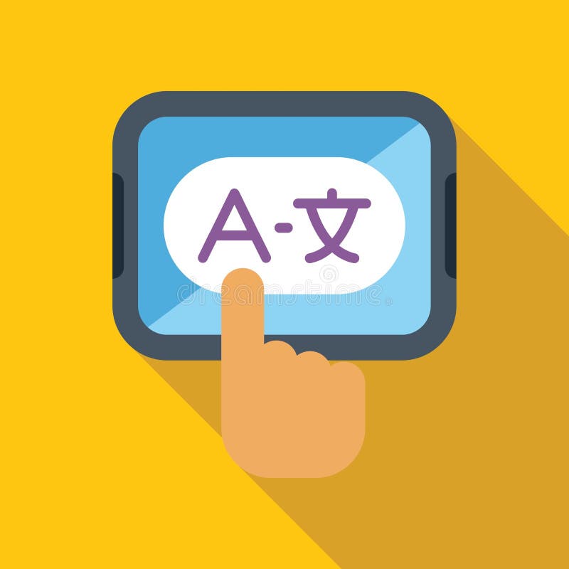 Finger Touching Language Translation Button on Tablet Stock ...