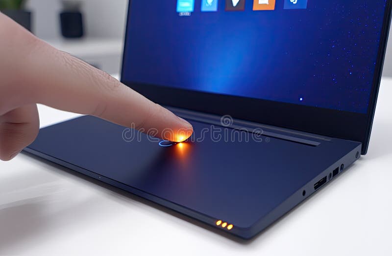 Laptop Fingerprint Sensor stock image. Image of light - 384385299